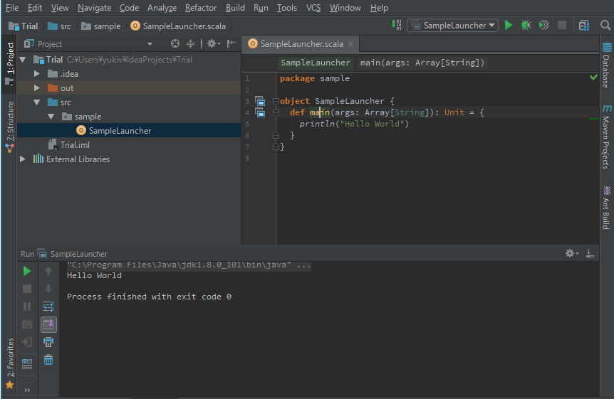 Scala - IntelliJ IDEAでHello World - 覚えたら書く