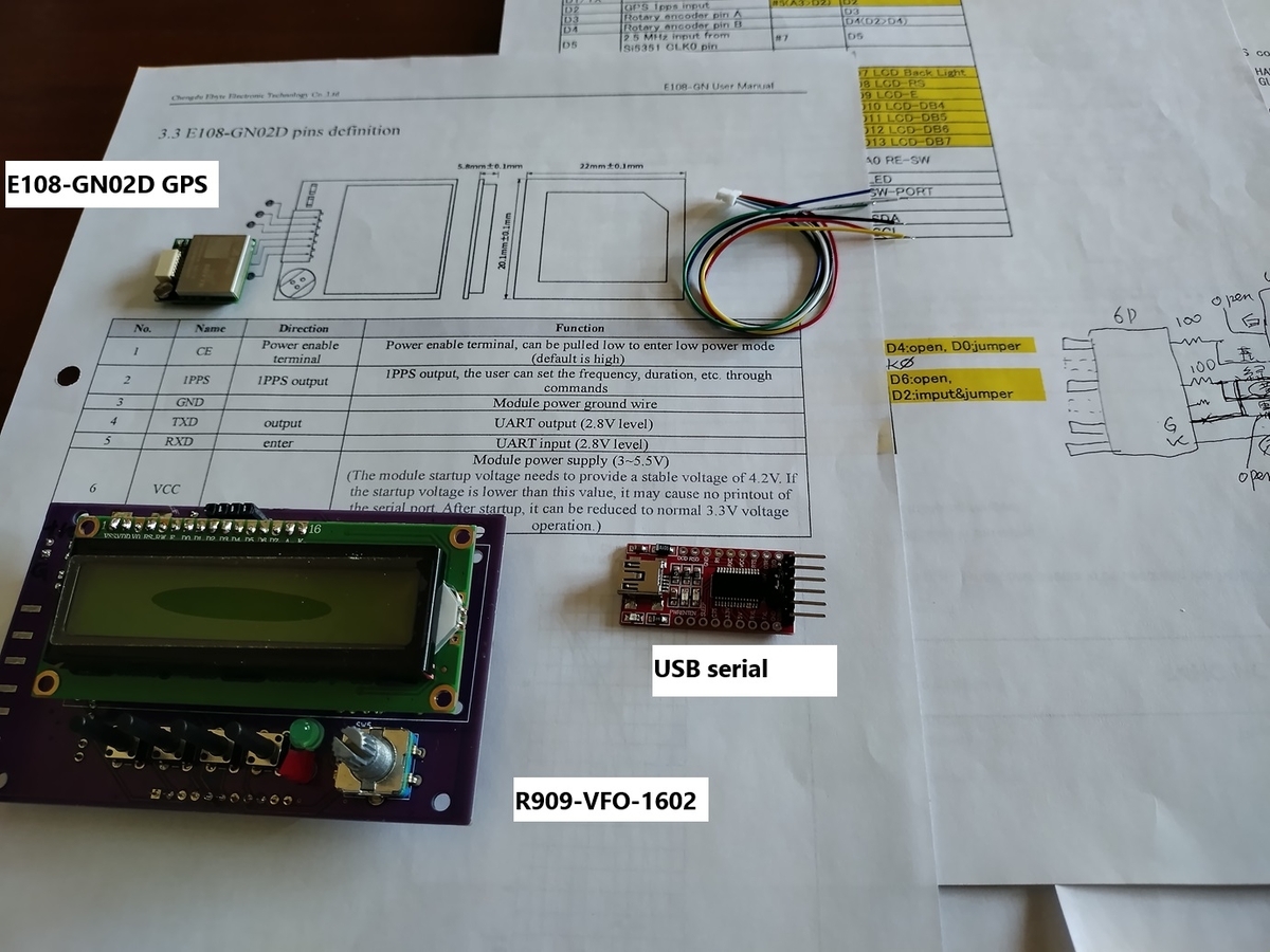 GPS較正VFO その1 準備でR909-VFO基板にGPSをつなぐ - nobcha23の日記