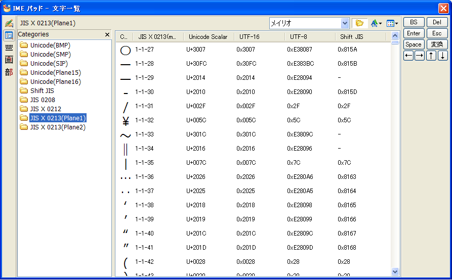 Microsoft IME 2007 の JIS X 0213 と Unicode の対応 - なるせにっき