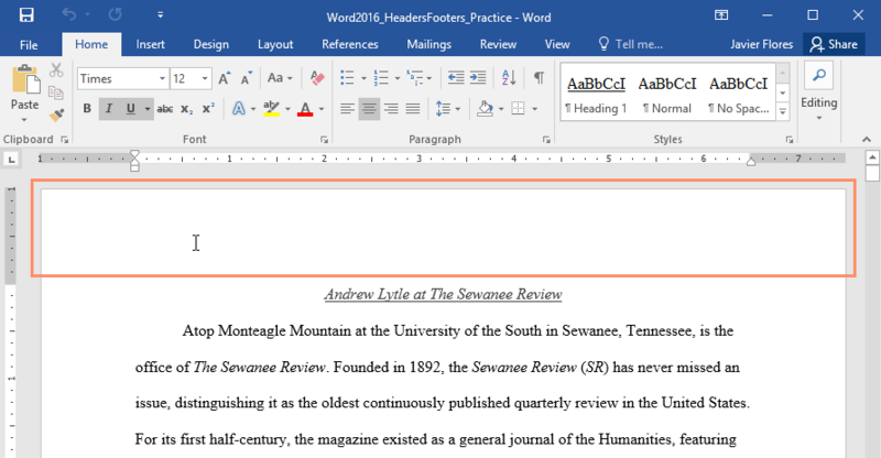 How To Use Headers and Footers In Microsoft Word 2016 - octaonenetwork ...