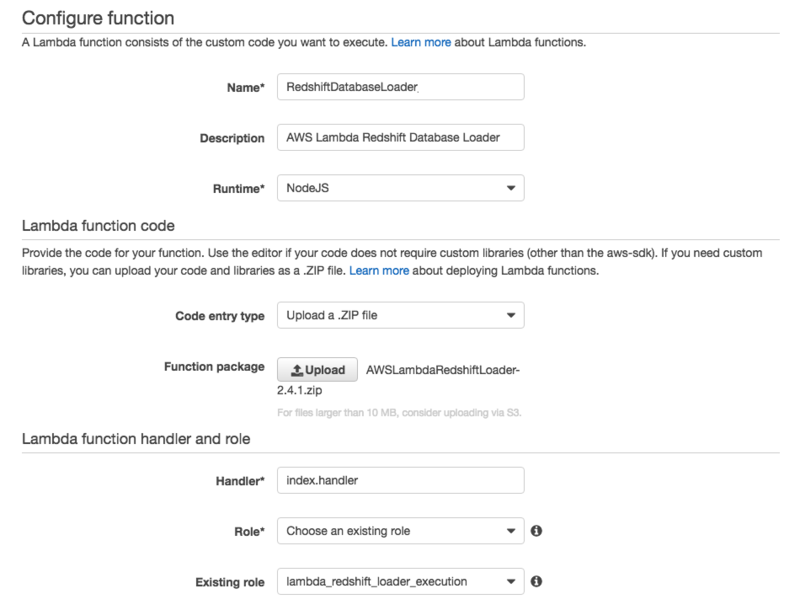 AWS Lambda Based Amazon Redshift Database Loader を使ってみた(1) - 本日も乙