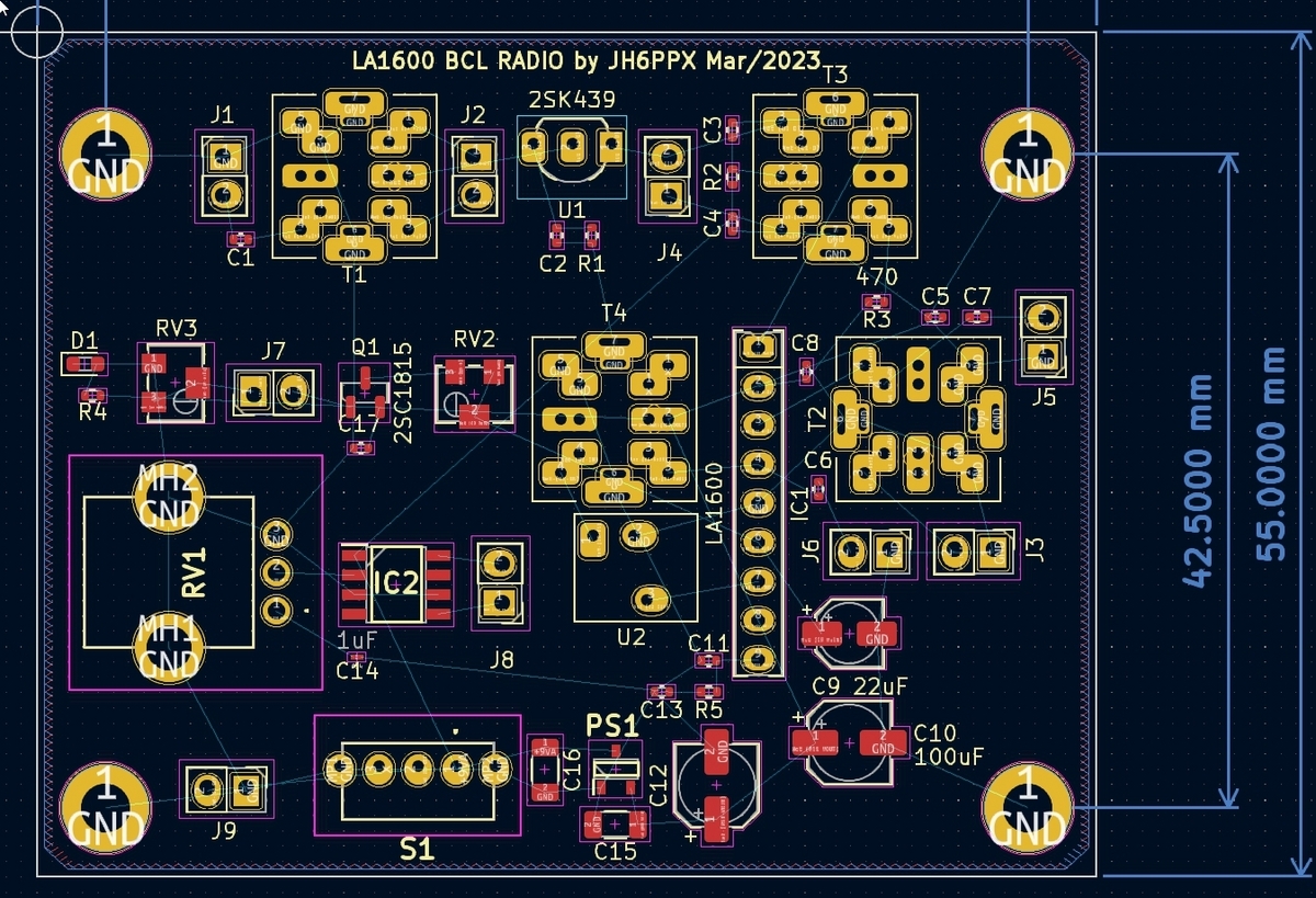 LA1600を使った短波ラジオのプリント配線板をJLCPCBで作ってアッセンブリ（その1） - ほぼ自分の覚え書き