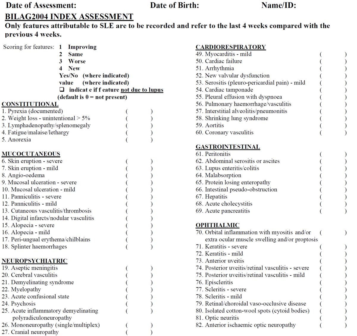 BILAG 2004 - リウマチ膠原病のQ&A