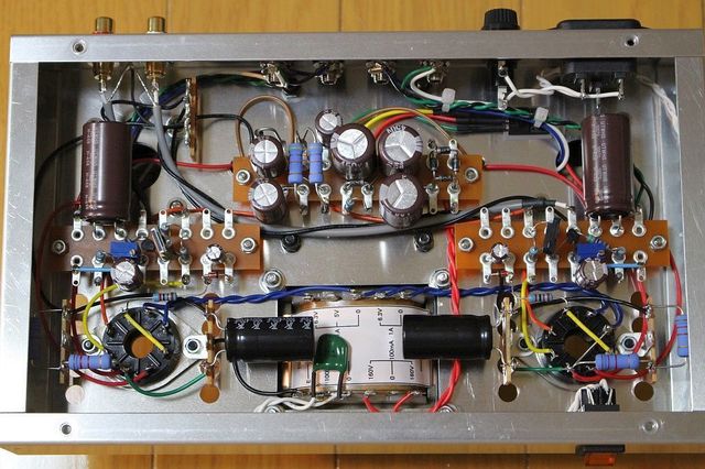 6DN7シングルアンプ・試作機の配線 - おんにょの真空管オーディオ