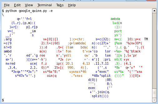 python で Google Quine を再現させてみた - 玉虫色に染まれ!!