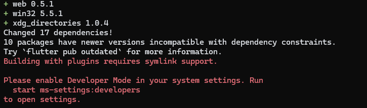 「pub add ***」の末尾に赤い文字が表示されたけど、、、 - Programming Self-Study Notebook