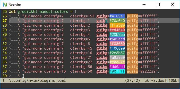Neovimで複数の単語をハイライト(vim-quickhl.vim) @Windows10 - ぱちコマな日々