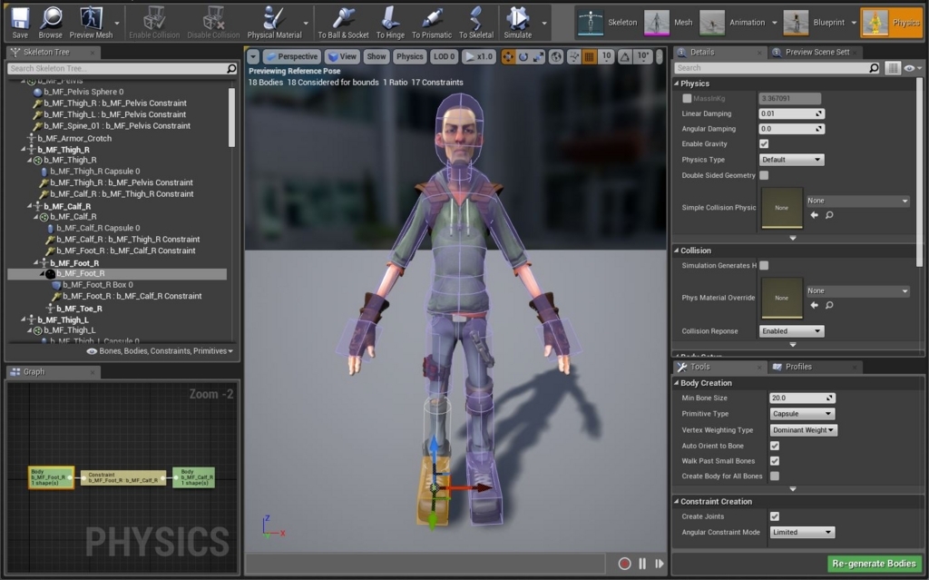 「UE4.18で生まれ変わった物理アセットエディタ(Physics Asset Editor)について」 と 「物理と少し仲良くなる方法について」 その1 - ぼっちプログラマのメモ