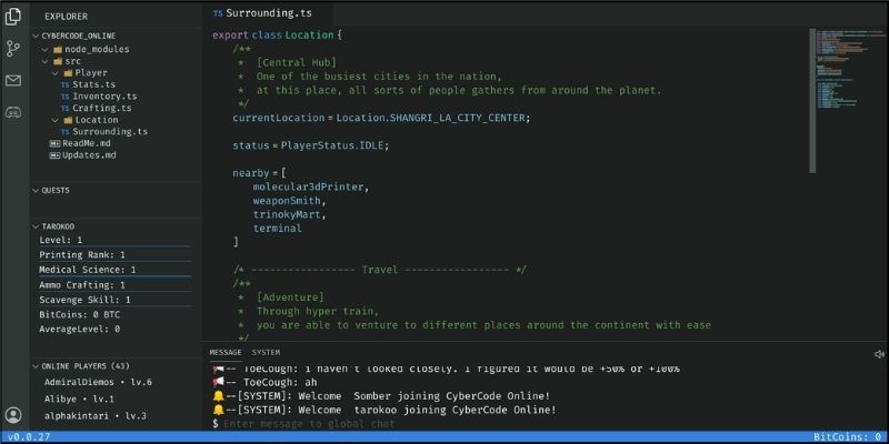普通のコードエディタに見えて実は壮大なゲーム(MMORPG)画面の「CyberCode Online」で遊んでみた！