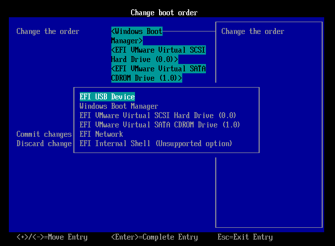 VMware Workstation 12 Player の UEFI 設定画面 - palm84.com