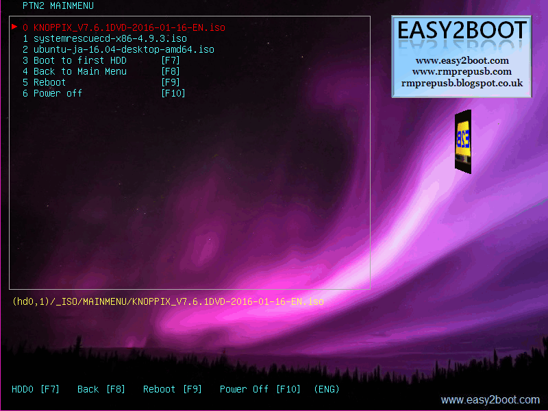 【Easy2Boot】UEFI GRUB2 Menu System - UEFI マルチisoダイレクトブート - palm84.com