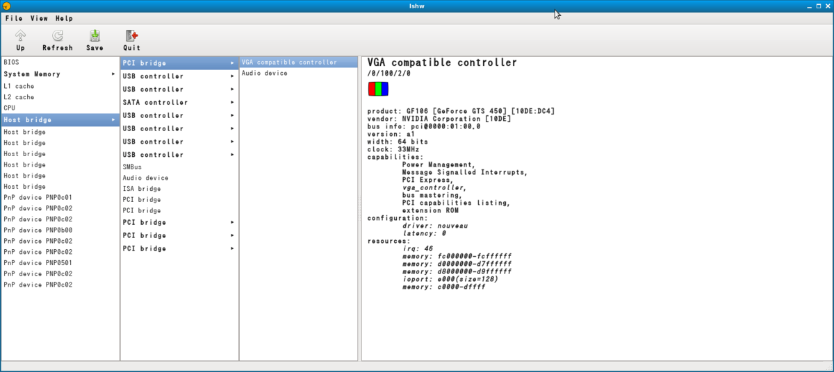 Linuxでハードウェア構成をGUIで取りたいときはlshw-gtkがよさげ - なんとな～くしあわせ？の日記