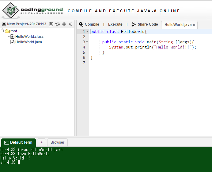 Coding Groundでonline IDEを試す - IT業界のすみっこ暮らし