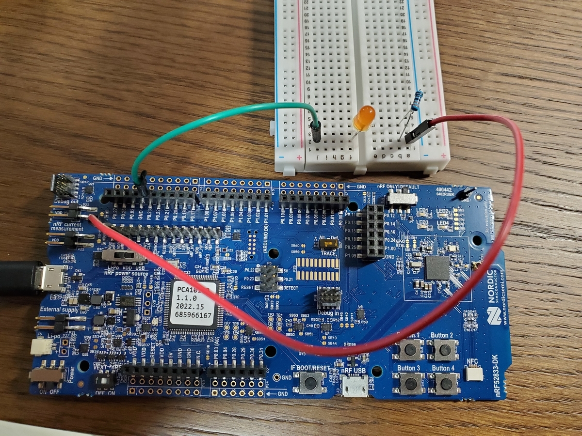 nRF52833-DKの任意のGPIOでLチカをする - 今日こそ頑張ります