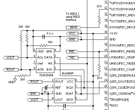 ディジタルオーディオ用 DAC をマイコンにつなぐ(8) -- MCF52233 + TDA1543A (1) - シンセ・アンプラグド