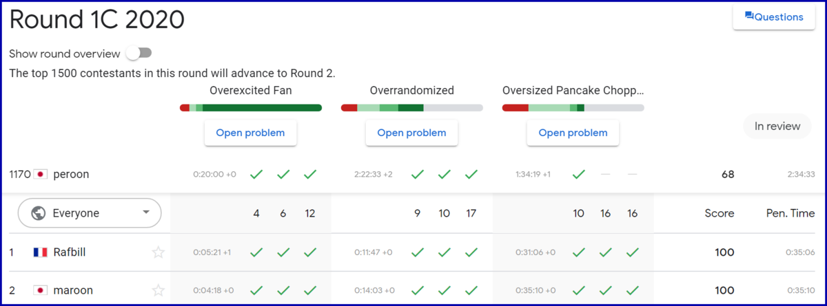 Google Codejam Round 1C 2020 B Overrandomized - perogram