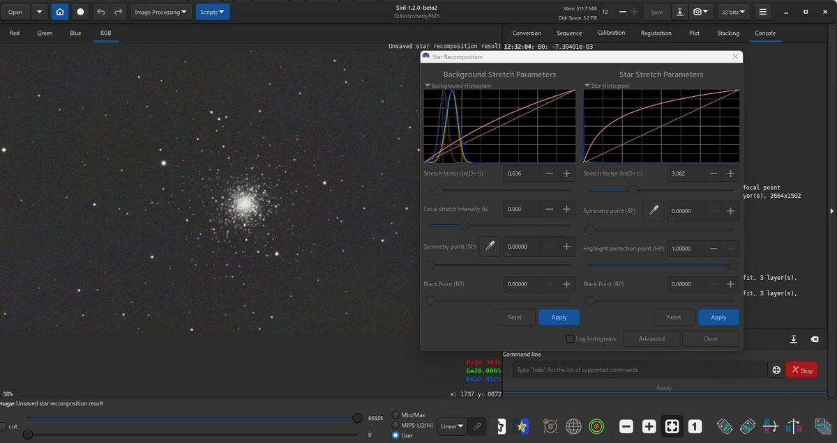 月夜のM3にSiril の新機能Star Processing を使ってみました - 夜空を見上げよう