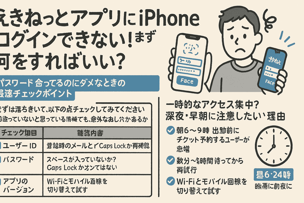 えきねっとアプリにiPhoneでログインできない時の完全ガイド【ID・Face ID・障害対策】 - note’ no naka