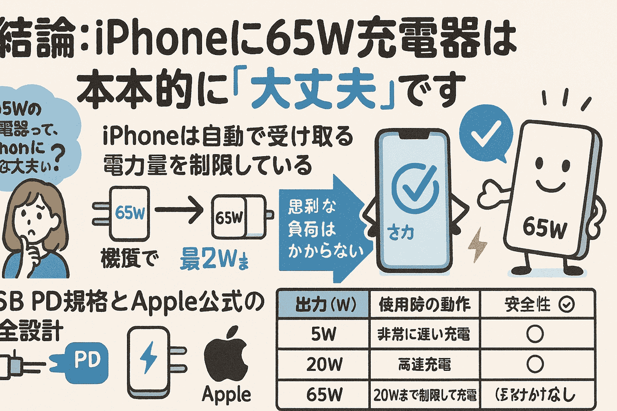 iPhoneに65W充電器は本当に大丈夫？仕組みとおすすめ製品を徹底解説 - note’ no naka