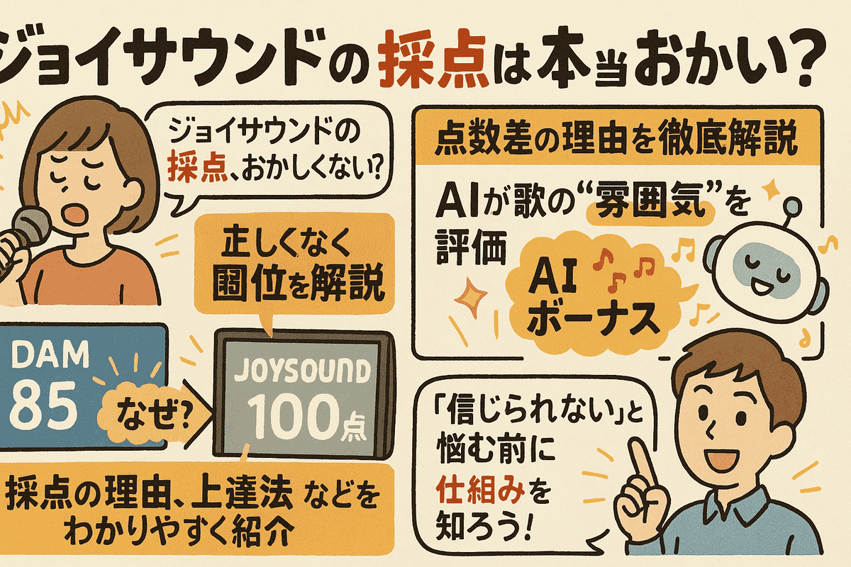 ジョイサウンドの採点は本当におかしい？AIボーナスの真相と点数差の理由を徹底解説 - note’ no naka