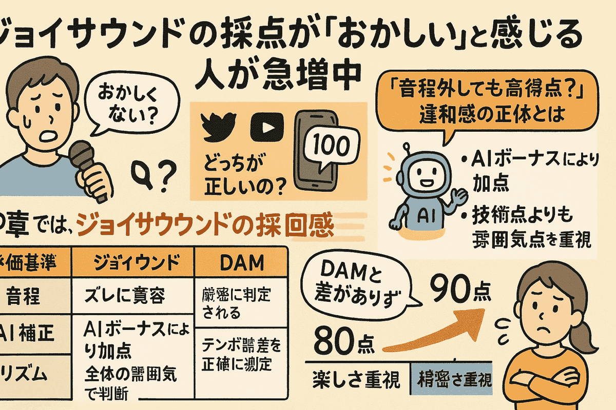 ジョイサウンドの採点は本当におかしい？AIボーナスの真相と点数差の理由を徹底解説 - note’ no naka
