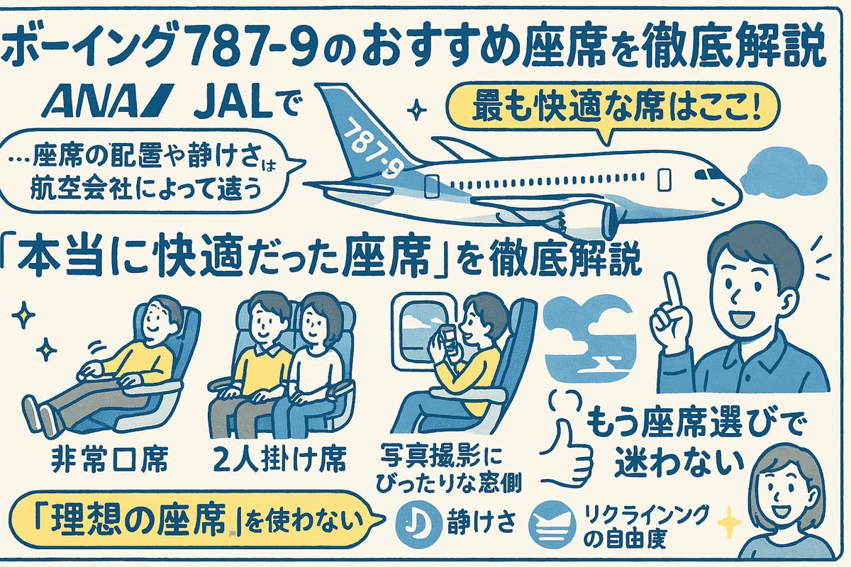 ボーイング787-9のおすすめ座席を徹底解説｜ANA・JALで最も快適な席はここ！ - note’ no naka