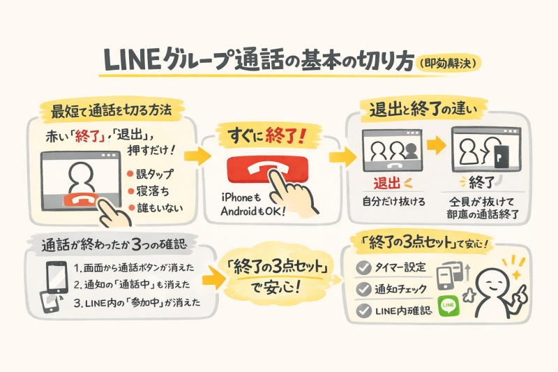 ライングループ通話の切り方｜「一人で通話しています」の意味と対処法 - note’ no naka