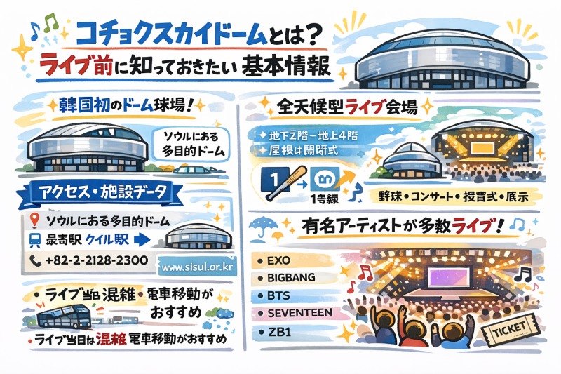 「コチョクスカイドームのキャパは？東京ドームとの違いを徹底比較【ライブ前必見】 - note’ no naka