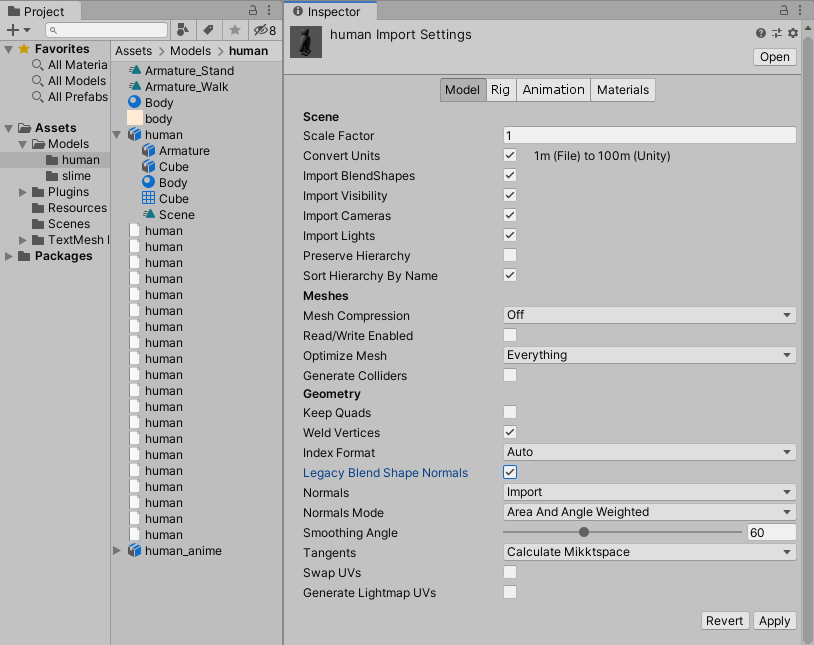 Unity上でBlendShapesの値を動かすと意図せずSmooth Flatシェードに切り替わる問題 - poi’s tech blog