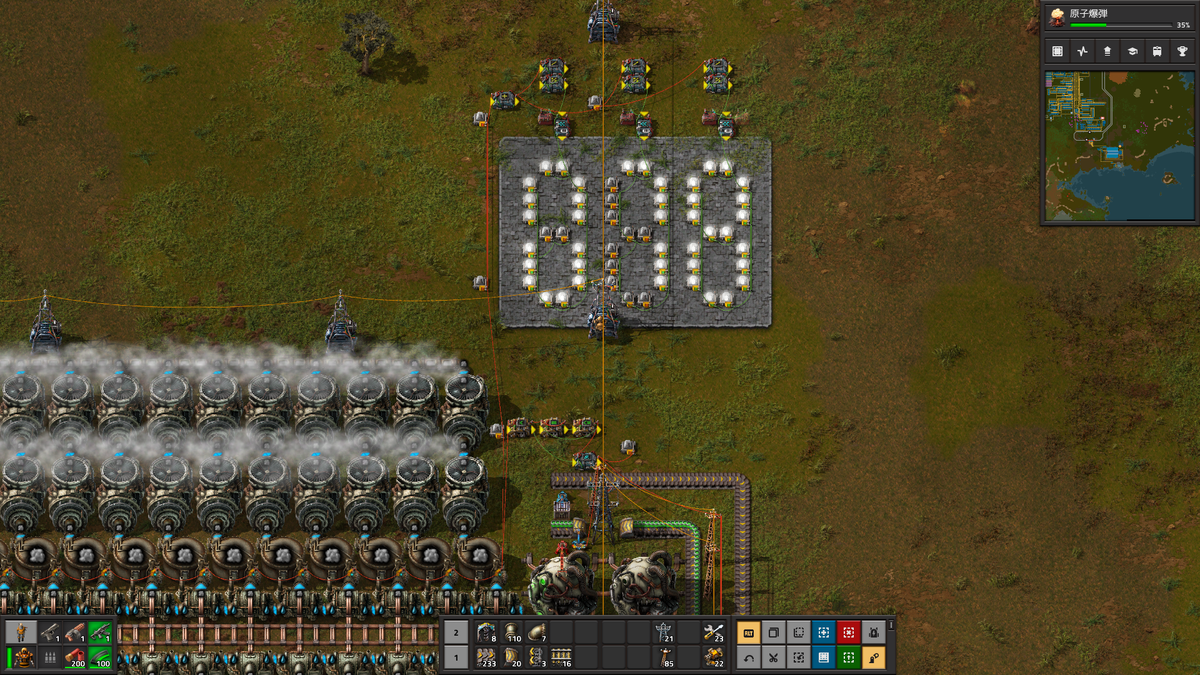 Factorio プレイ日記2-11 研究を待つ間に原子炉の回路を作る、7セグも作る - poorsleep’s diary