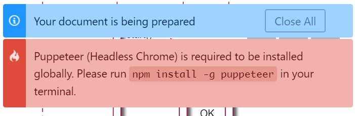 ATOM markdown-preview-enhanced でPDF保存できない時 - Oboe吹きプログラマの黙示録