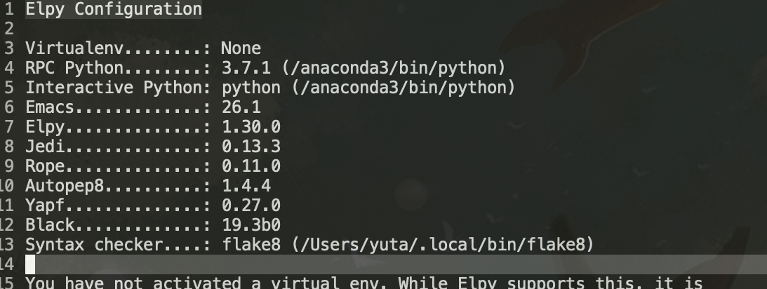 Emacsでelpyを使ったPython開発環境を設定した - プログラミング原人の進化論