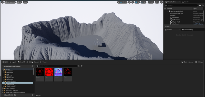loose import Landscape from World Machine to Unreal Engine - ニッチなblender手記
