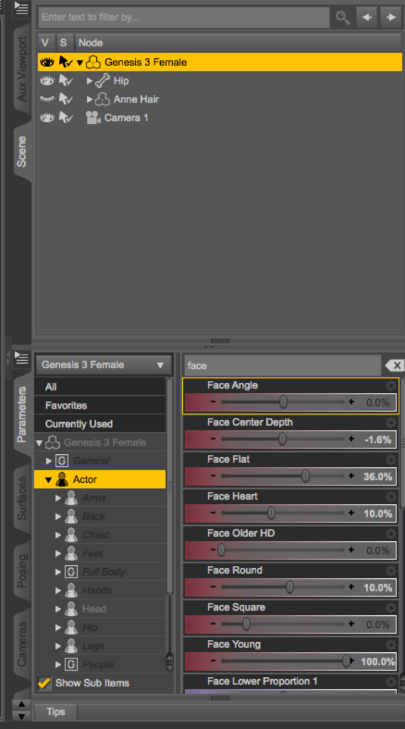 ナナコの作り方その2 顔の輪郭の修正 - DazStudioで日本人キャラを作る。