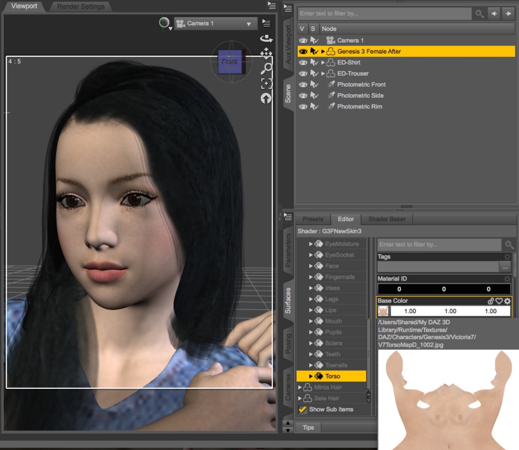 ナナコの作り方その8 Surfacesの修正（乳首編） - DazStudioで日本人キャラを作る。