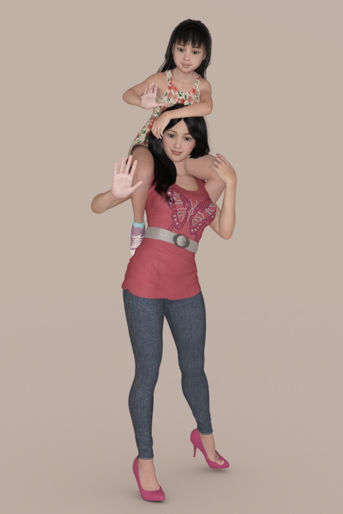 Teen Josie7を日本人化する。その12 ちび 初穂作成中 - DazStudioで日本人キャラを作る。