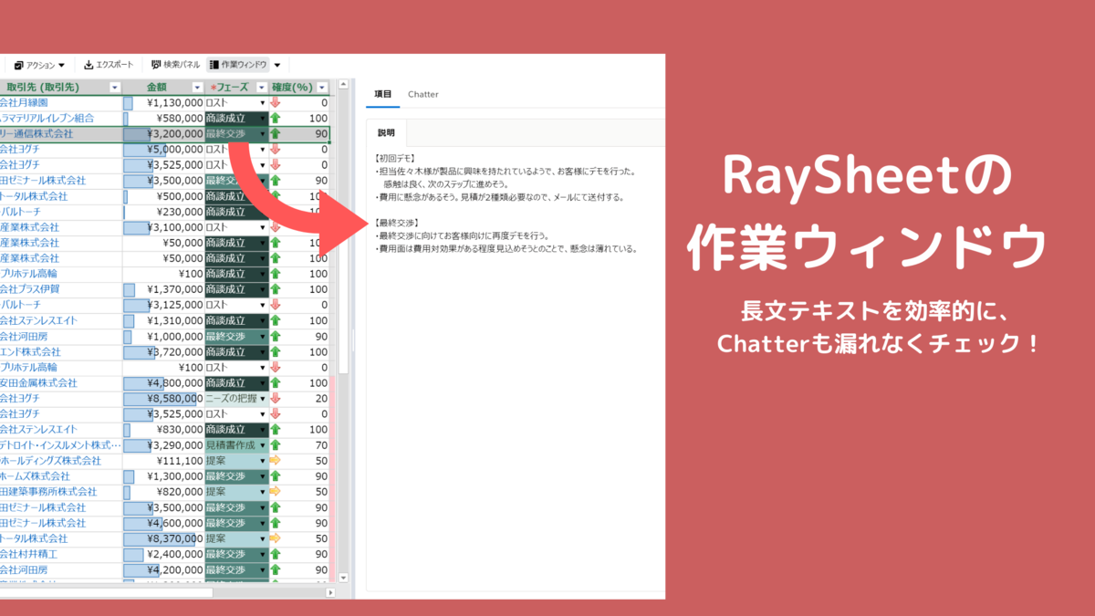 長文テキスト項目をウィンドウで表示 RaySheetの作業ウィンドウ｜RayKit活用ブログ-SalesforceとExcelのイイトコドリ- - RayKit活用ブログ-Salesforce ...