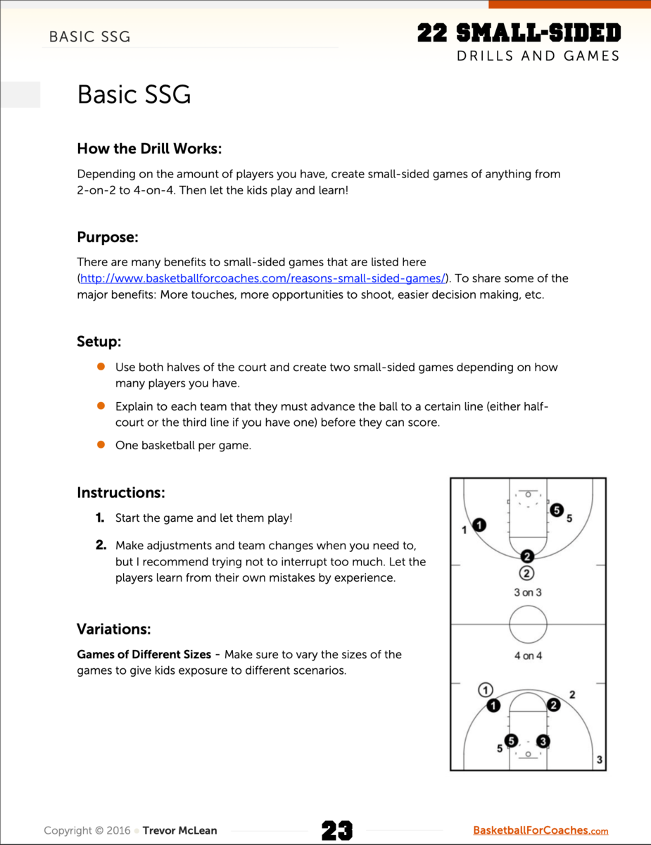 Basic SSG - バスケットボール 練習ドリルメニュー集