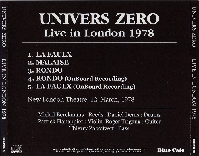 【Chamber Rock】UNIVERS ZERO - Live in London 1978【Rock in Opposition ...