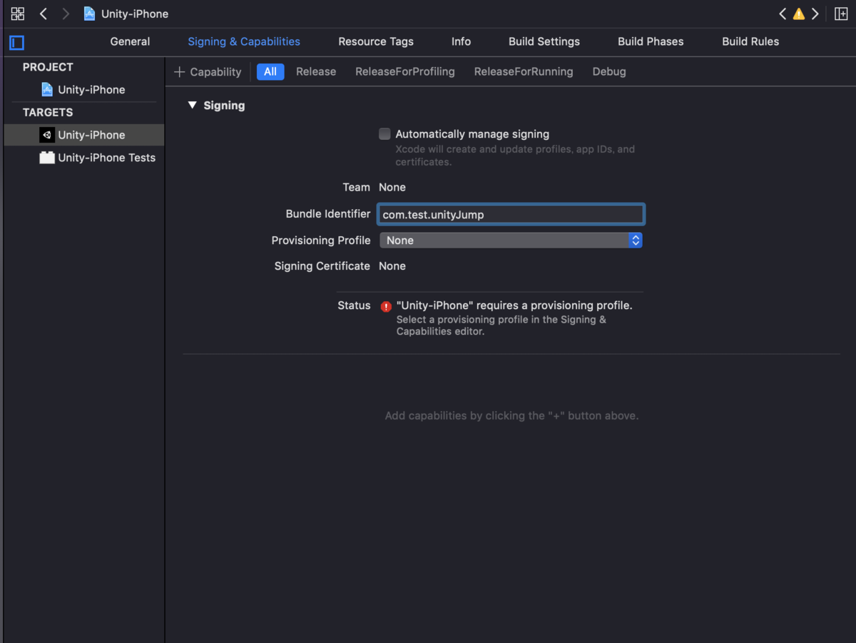 Showing All Messages "XXX" requires a provisioning profile. Select a provisioning profile in the ...