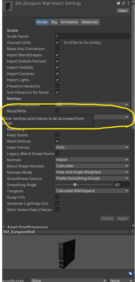 RuntimeNavMeshBuilder: Source mesh *** does not allow read access.のエラーに関して - リンゴのゲーム開発
