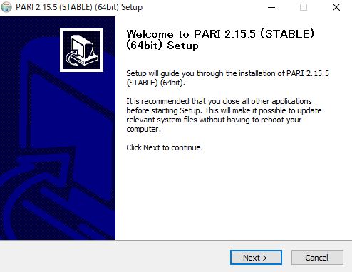 PARI/GP を Windows10 にインストールする - 仮想計算機構