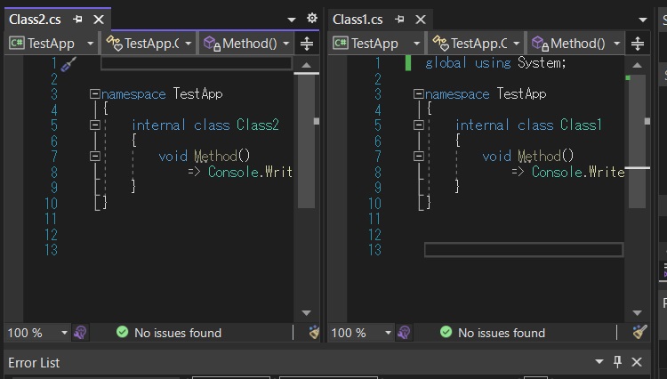 Visual Studio でソースファイルを並べて表示する - rksoftware