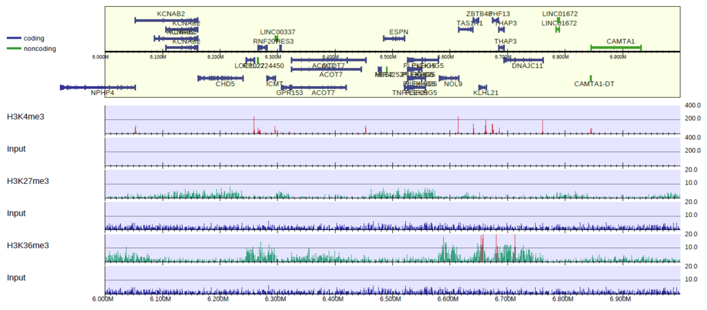 DROMPA3: その6 ChIP/Input ratio 及び p値の可視化 - Palmsonntagmorgen