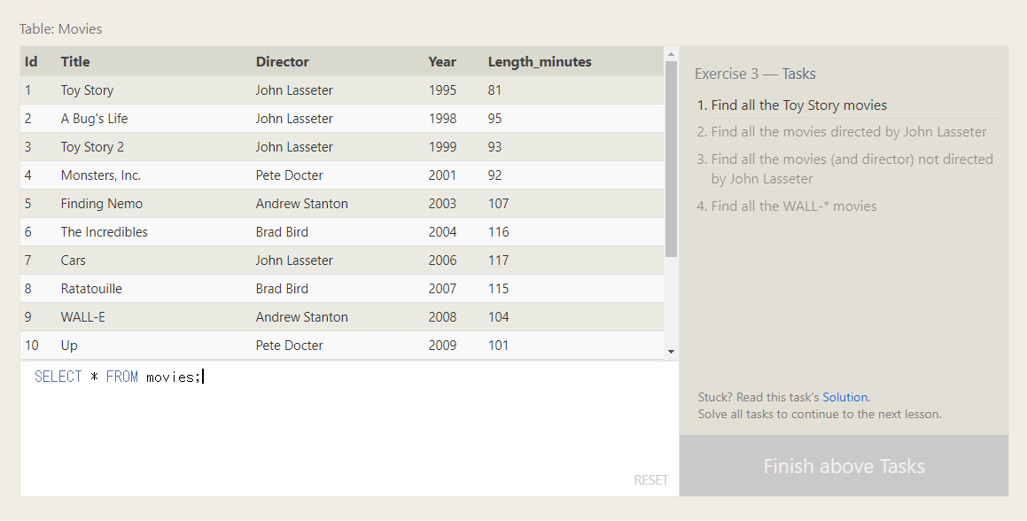 【SQL練習】SQL Bolt lesson3 - ろくろ猫のブログ