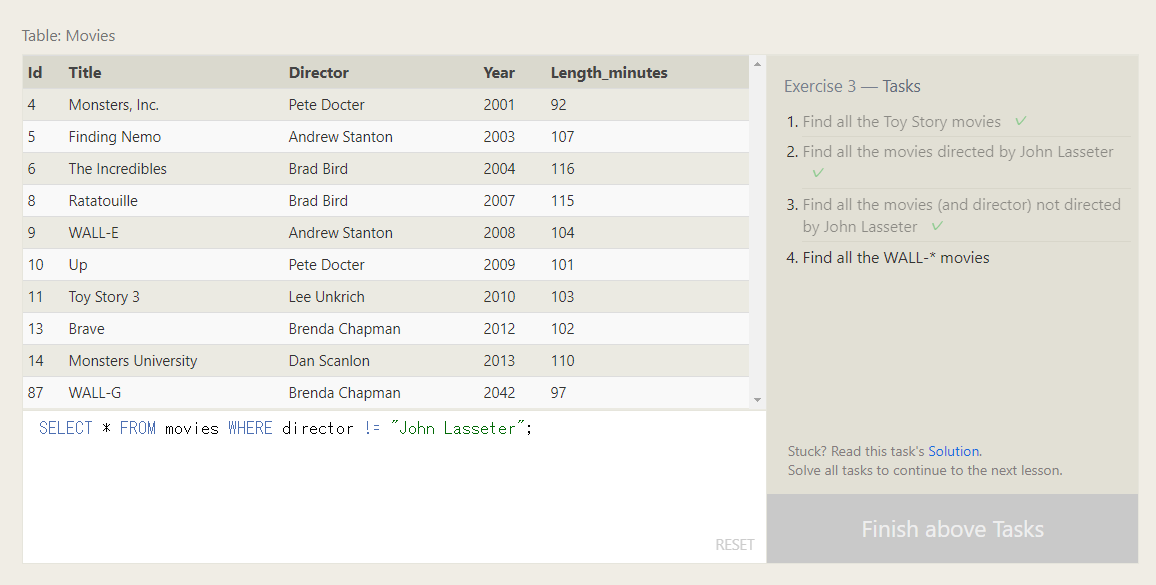 【SQL練習】SQL Bolt lesson3 - ろくろ猫のブログ
