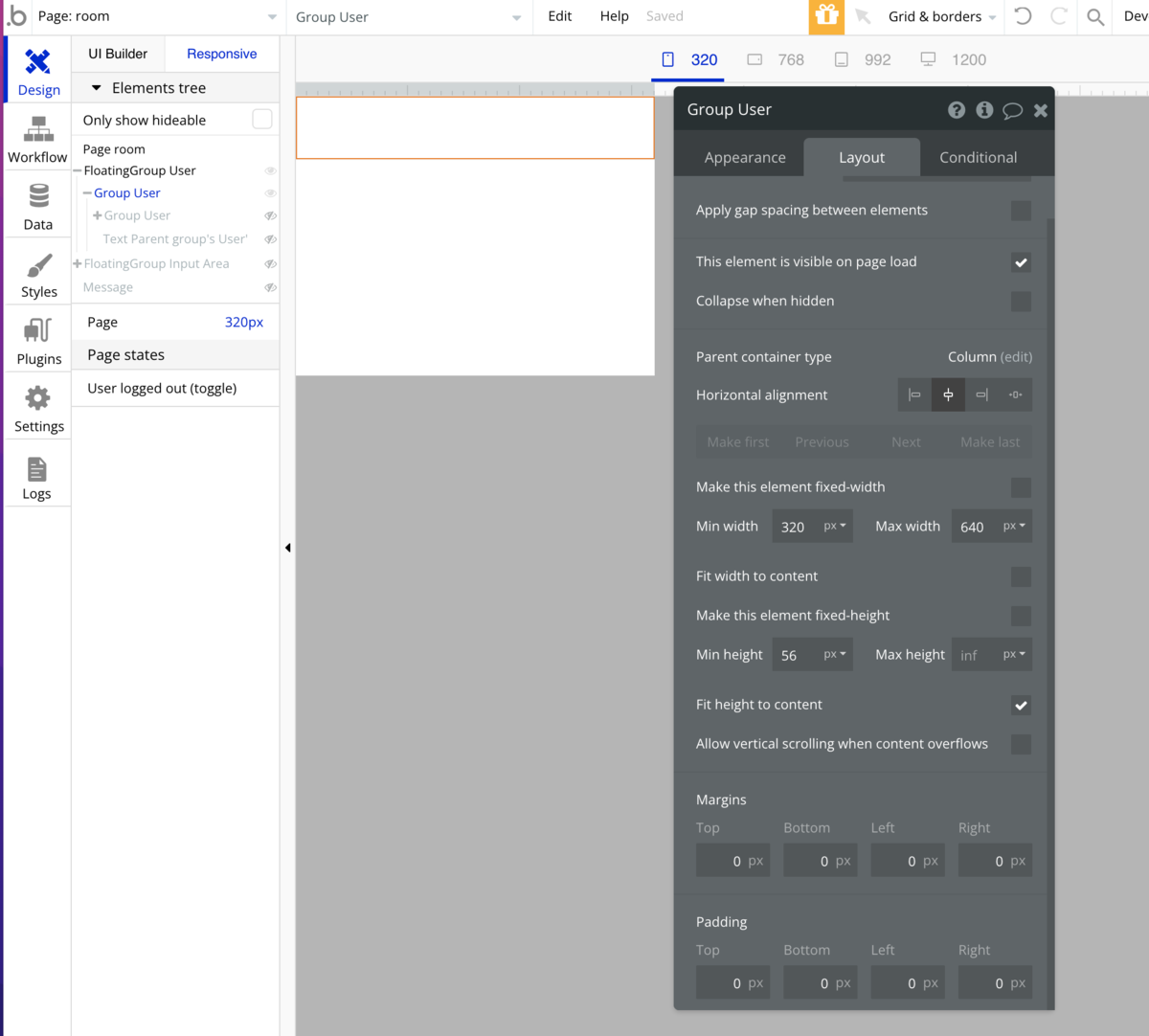 iPhone のメッセンジャーもどきを Bubble で作ってみる（新レスポンシブ版）3：メッセージを表示する画面を作成する - ノーコード ラボ
