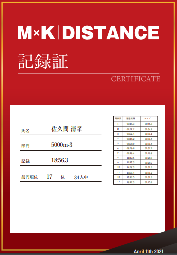 【Race Report】MK ディスタンス5000M_2021/4/11 / Race Report] MK Distance 5000M_2021/4/11 - Sakuma's ...