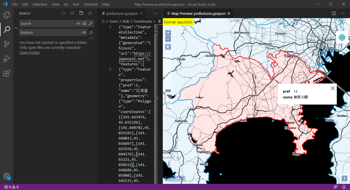 VSCode Map Preview を使って テキストエディタ上で地図を表示してみよう！ - GIS奮闘記