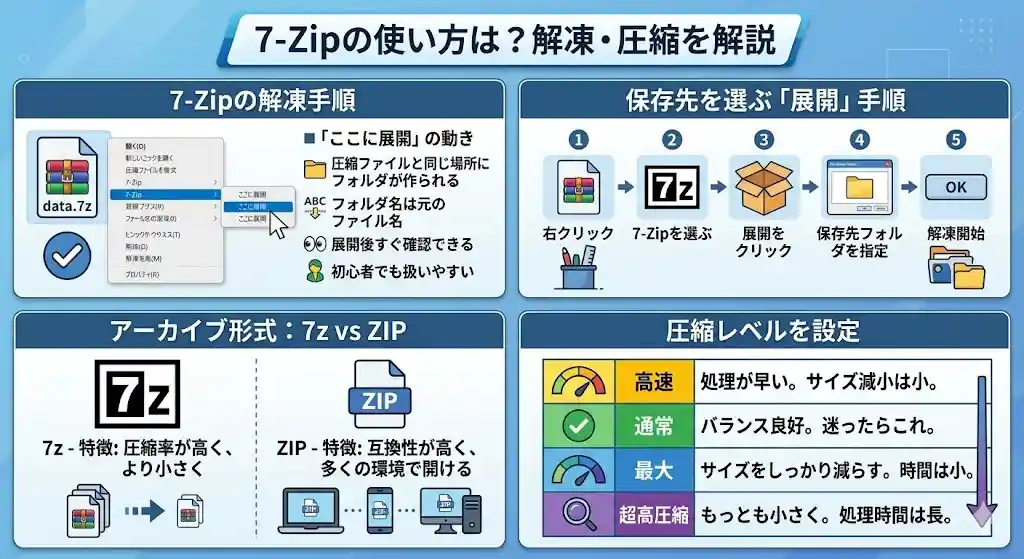 7-Zipの使い方完全ガイド！解凍・圧縮・パスワード設定を解説 - ささみノート